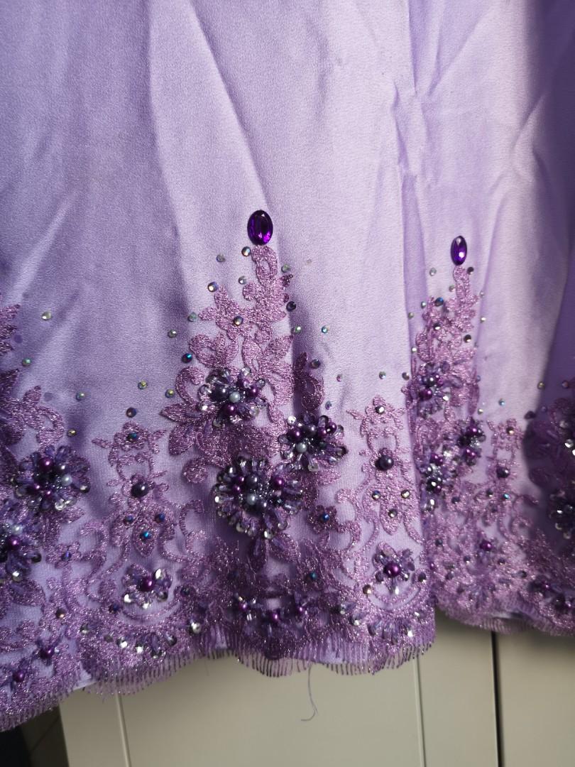 BAJU NIKAH PENGANTIN lilac Dress modern Lavender labuci dan manik serta ...