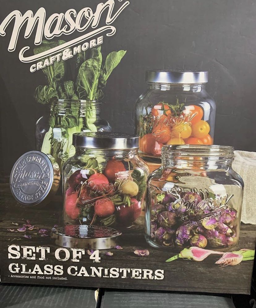 Mason Craft & More Set of 4 Glass Canisters, Furniture & Home Living ...