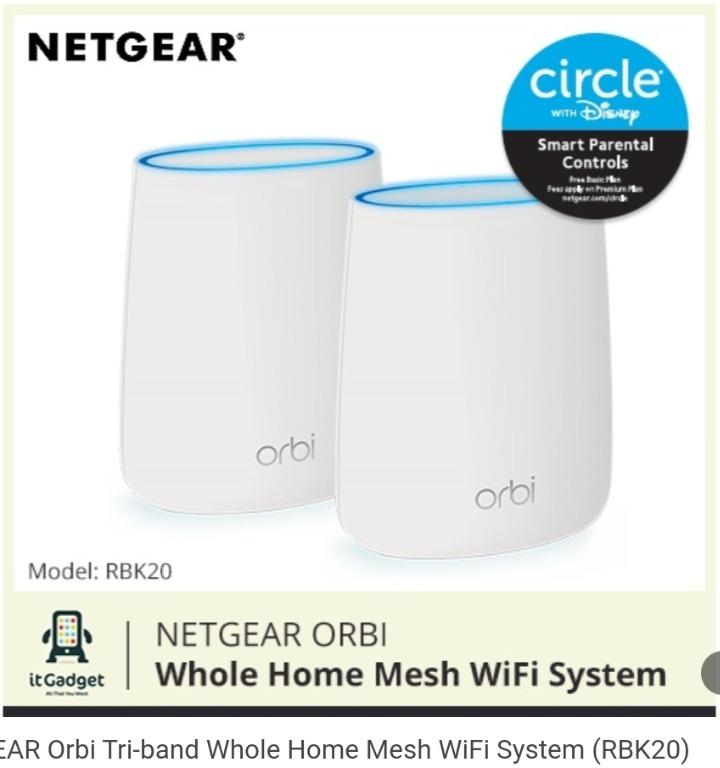 Orbi RBR20 Mesh Router with 1 Satellite, Computers & Tech, Parts ...