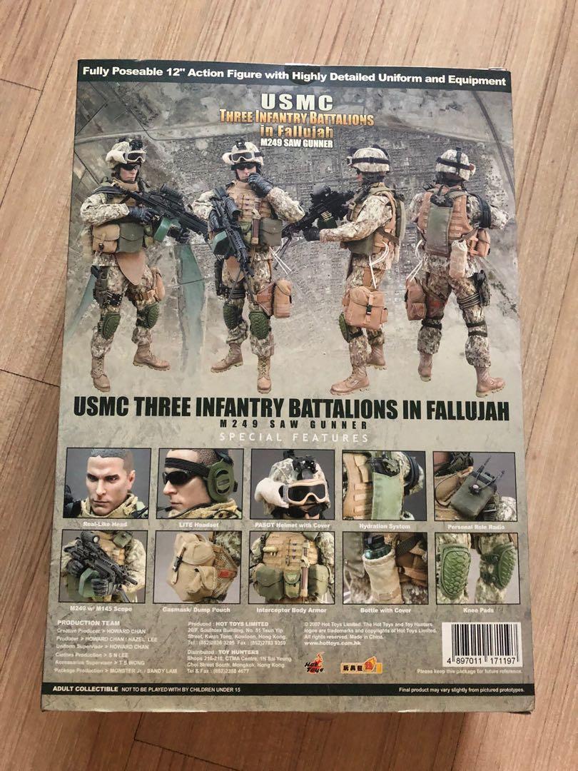 HOT TOYS USMC THREE INFANTRY BATTALIONS IN FALLUJAH M249 SAW GUNNER ...