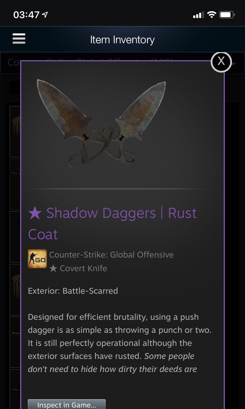 CSGO KNIFE Shadow Dagger Rust coat, Video Gaming, Gaming Accessories ...