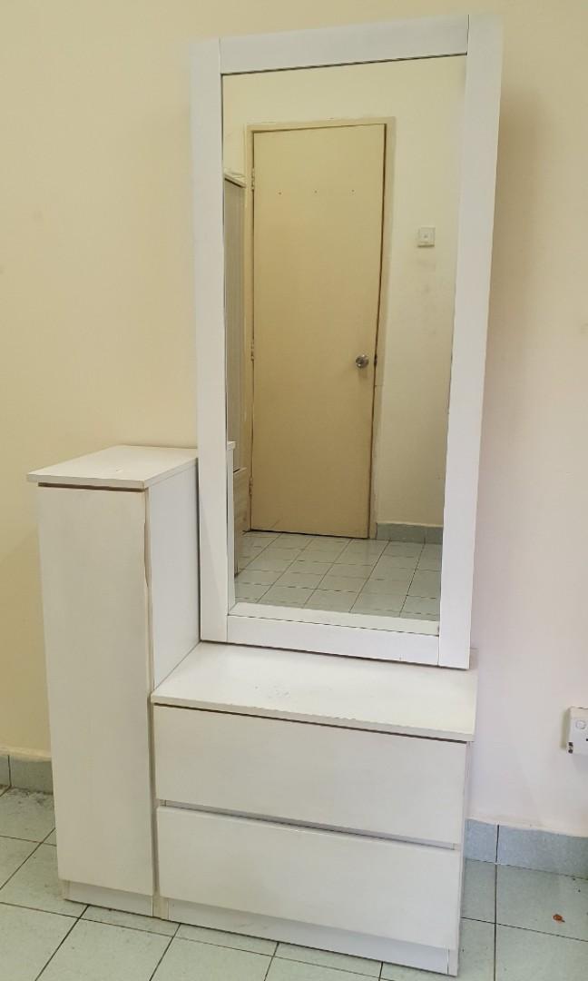 Dressing Table/ Meja Solek with sliding Cermin & Cabinet, Furniture ...