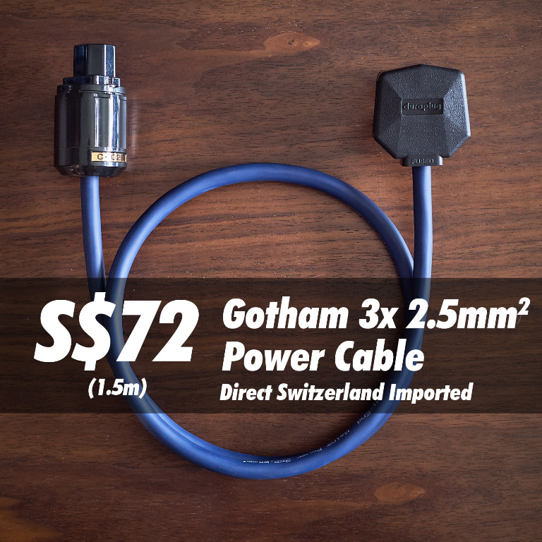 Gotham Audio 85025 Audiophile 1.5m Power Cord Sweet Midrange, Audio ...