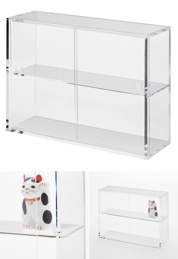 Muji acrylic display case with sliding doors 收納架, 傢俬＆家居, 傢俬, 書櫃、櫃子及架 ...