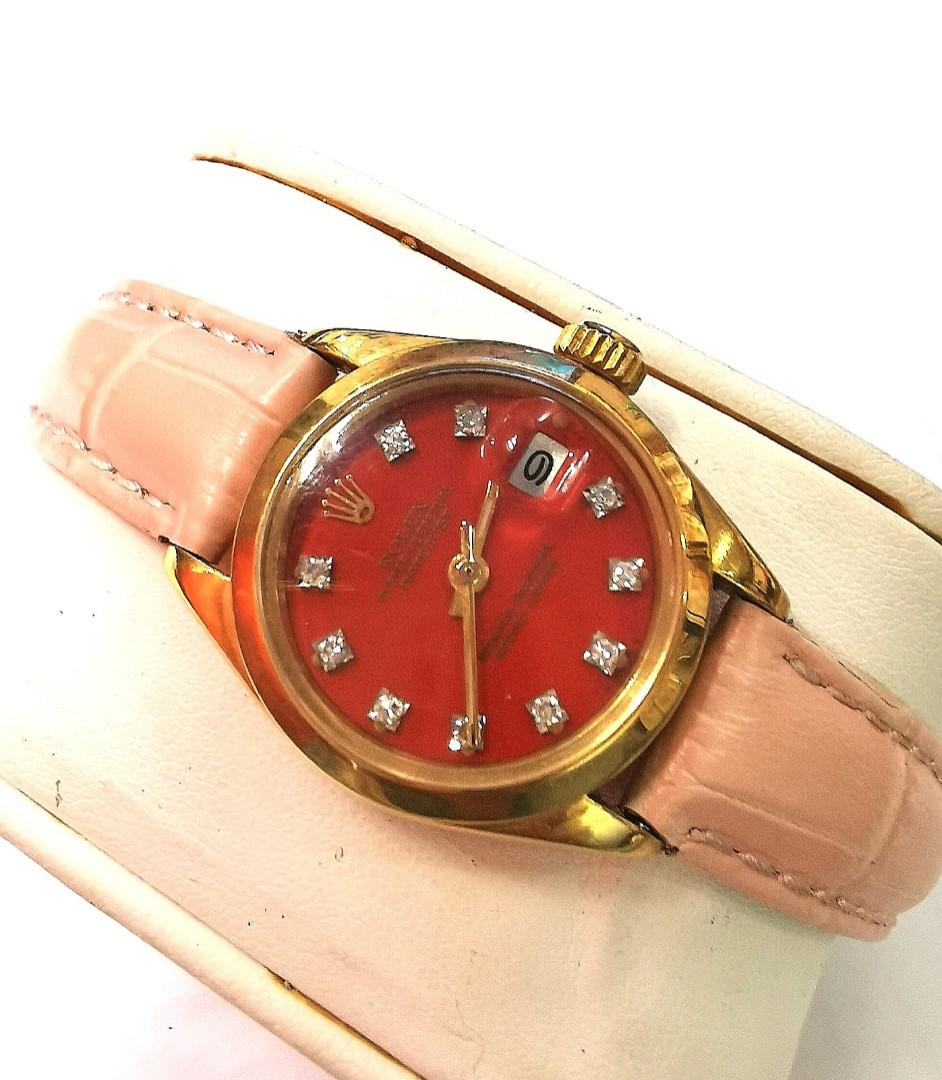Original Stella Red Orange Ladies 18k Gold Rolex 6916, Luxury, Watches ...