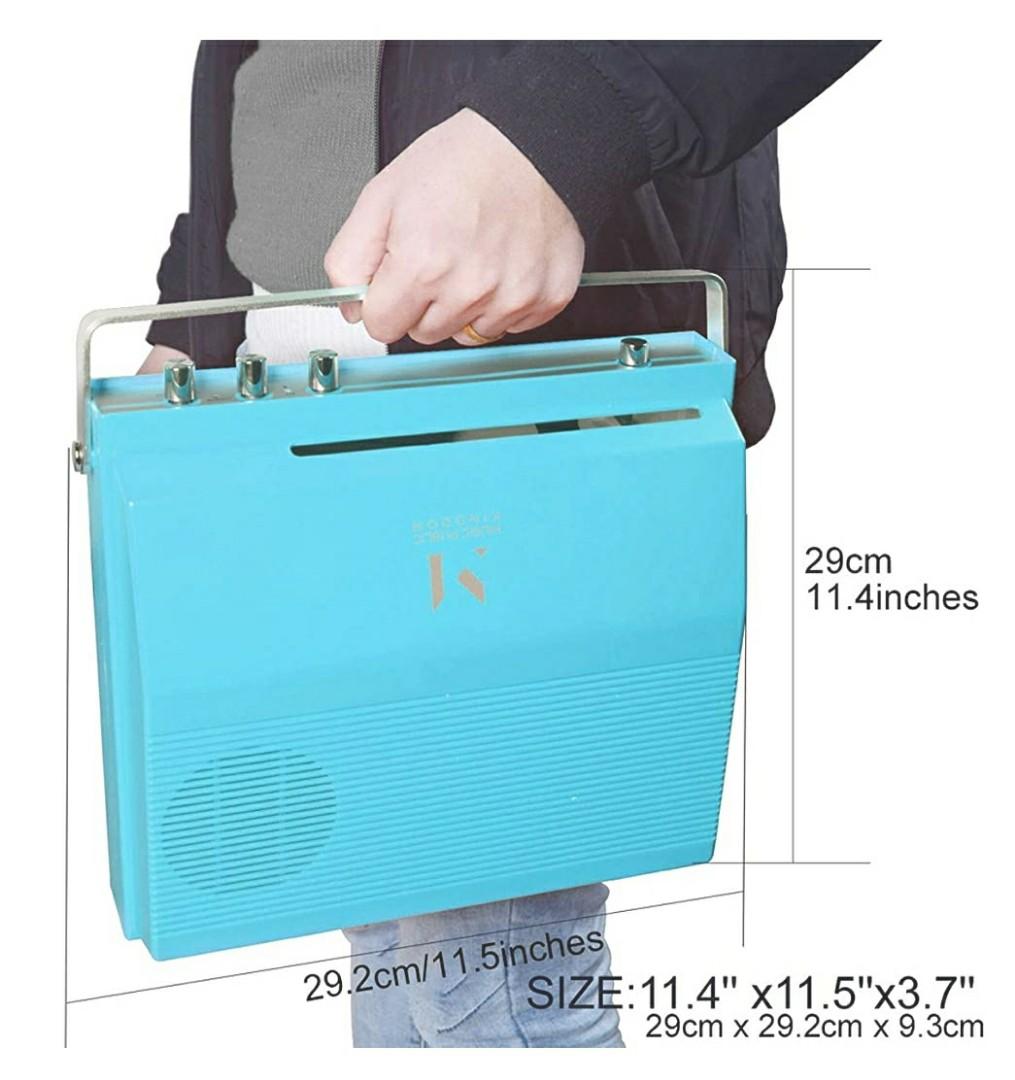 Portable Vintage Record Player for 7-inch Vinyl, 2-Speed Bluetooth ...