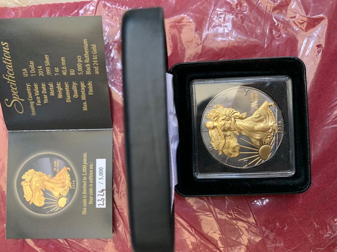 2014 Golden Enigma Walking Liberty 1 Oz Silver Eagle Ruthenium Great ...