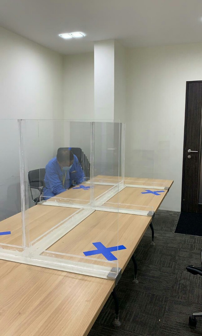 Acrylic shielded table, Furniture & Home Living, Furniture, Tables ...