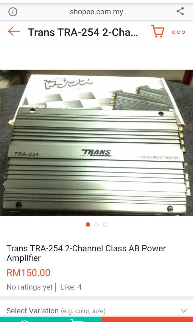 Amplifier Trans TRA-254 2-Channel, Auto Accessories on Carousell