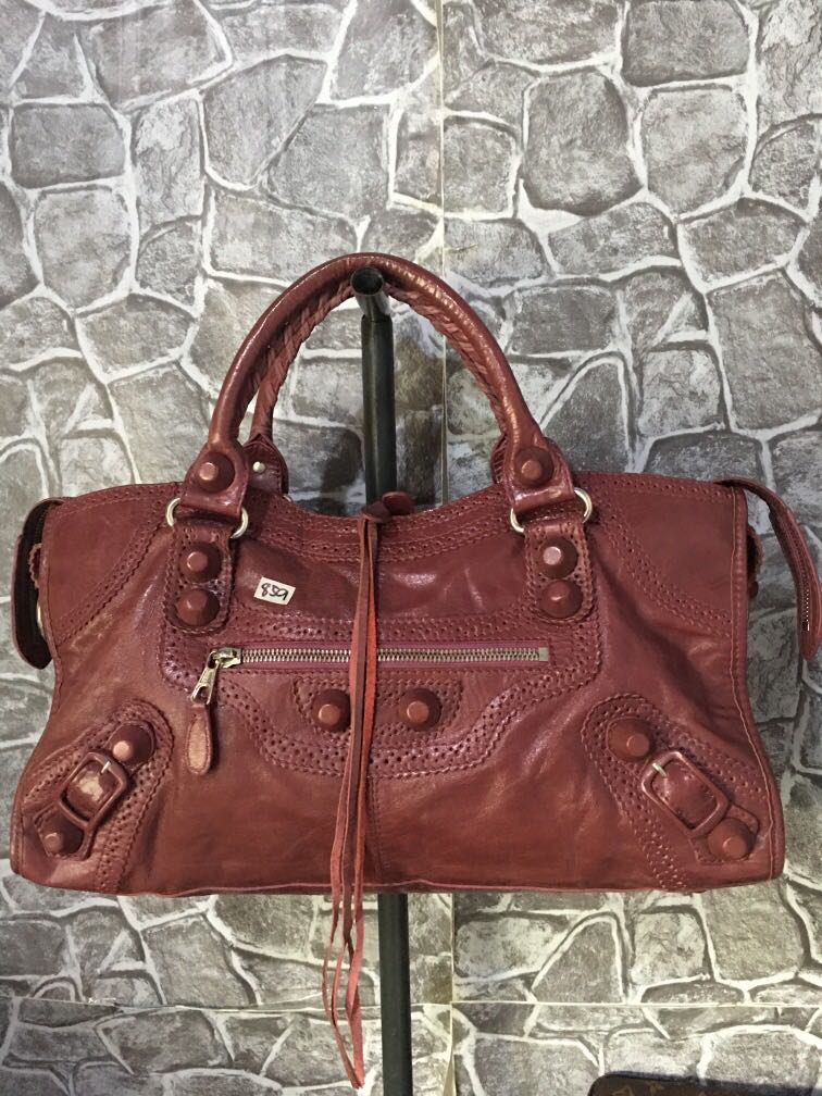 Balenciaga maroon, Women's Fashion, Bags & Wallets, Purses & Pouches on ...