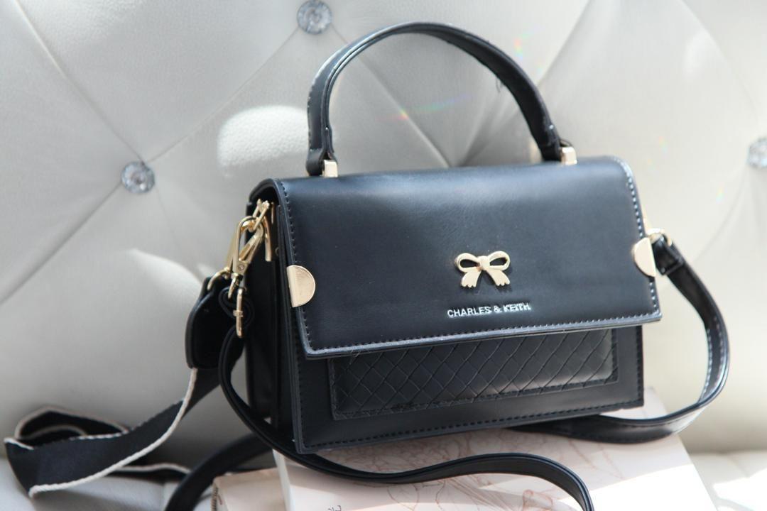 Charls & Keith lady ribbon detail sling bag, Luxury, Bags & Wallets on Carousell