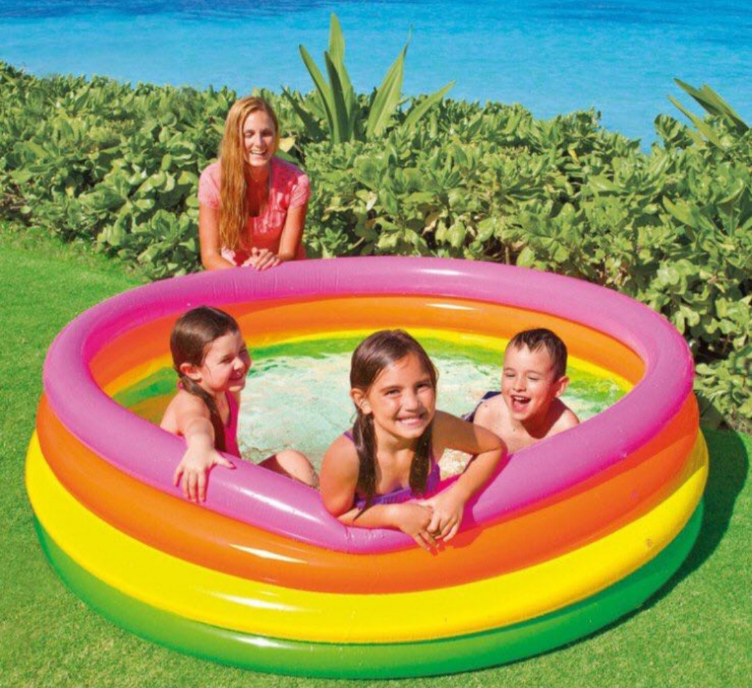 Intex rainbow four ring inflatable pool, Sports, Sports & Games ...