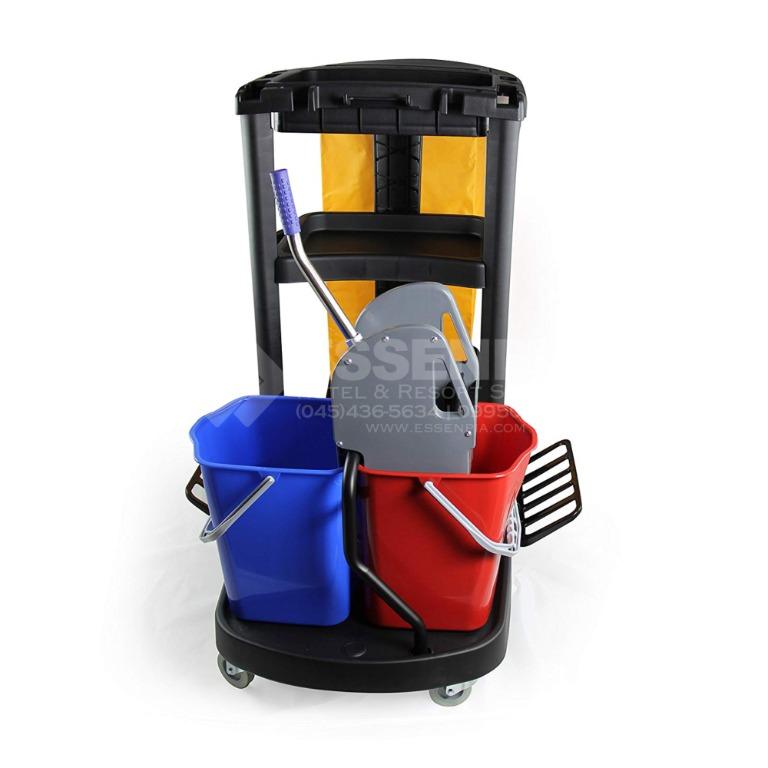 Janitorial Cart Cleaning Cart with Mop Bucket/Wringer Cleaning Trolley ...