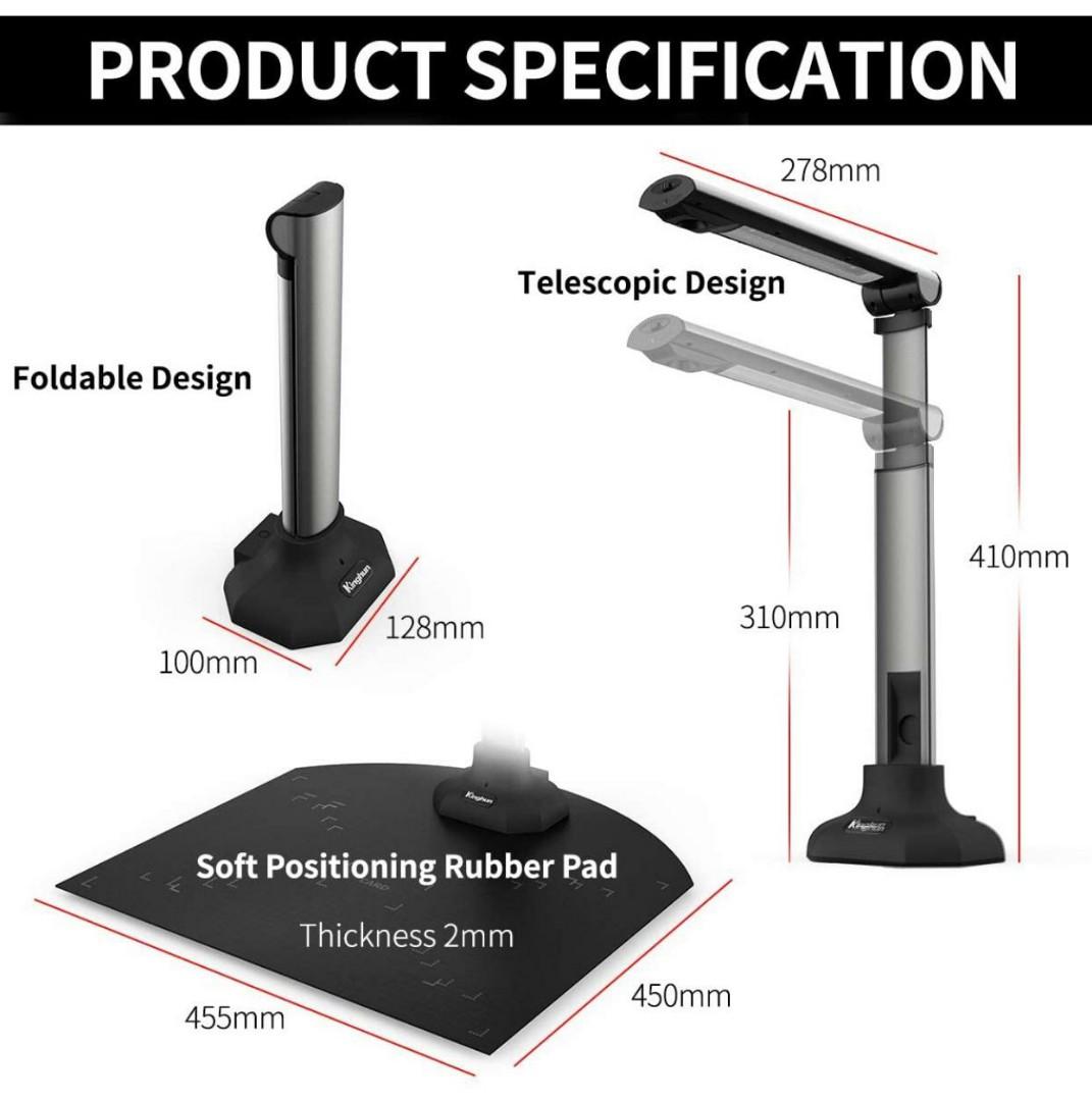 Kinghun KC6A07 Book & Document Camera, 8MP High Definition Portable ...