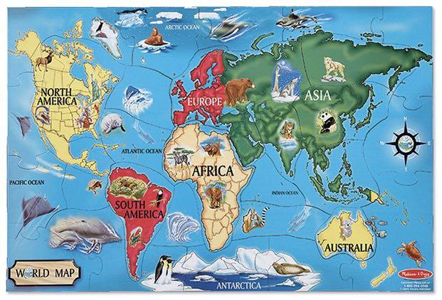 Melissa & Doug World Map Jumbo Jigsaw Floor Puzzle, Hobbies & Toys ...