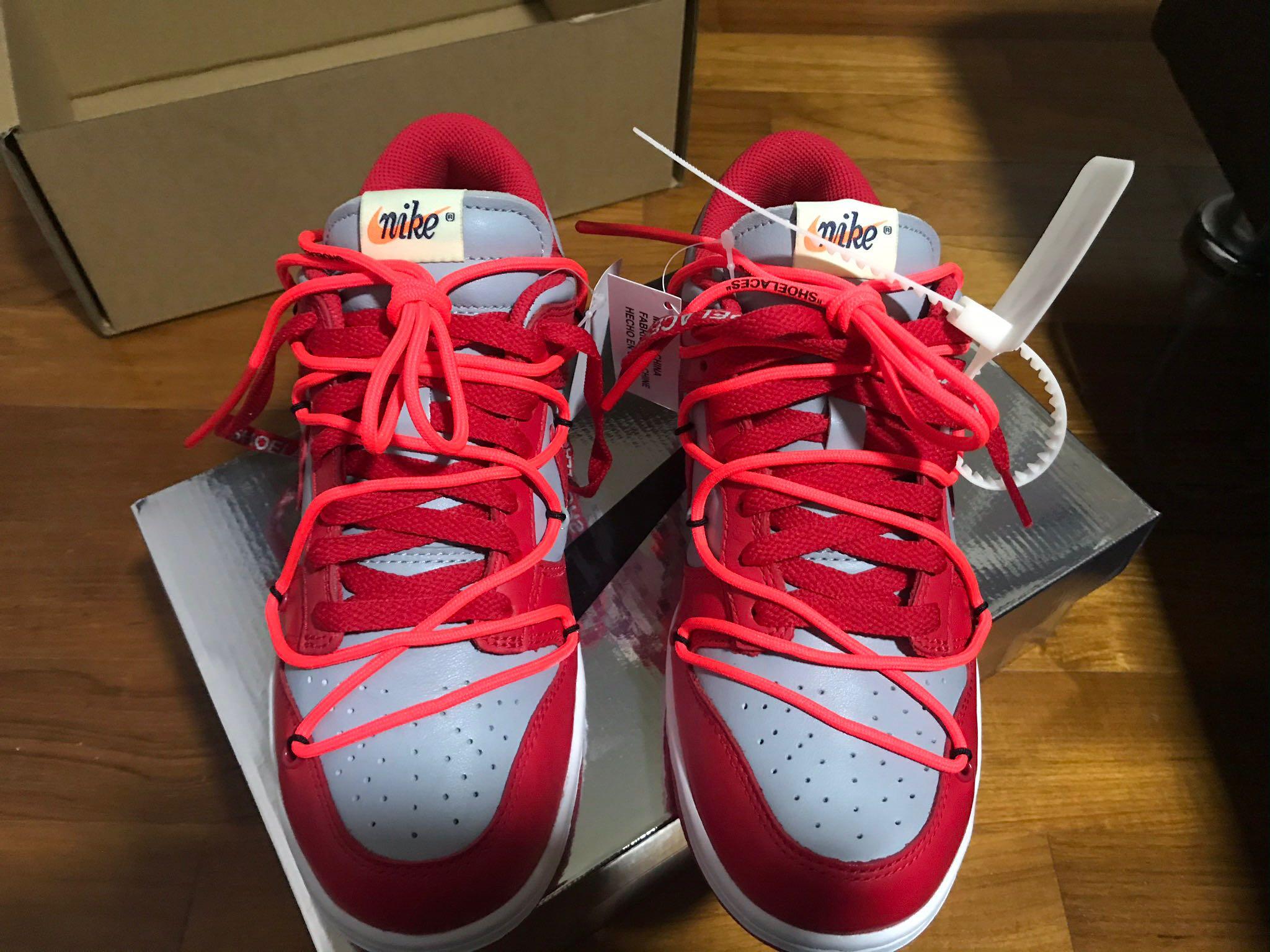 Nike Dunk Off White University Red, Men's Fashion, Footwear, Sneakers ...
