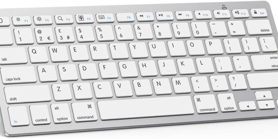 Omotion KB036 Wireless Bluetooth Ultra Slim Keyboard (Silver with Black ...