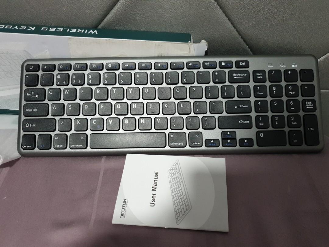 Omotion KB036 Wireless Bluetooth Ultra Slim Keyboard (Silver with Black ...