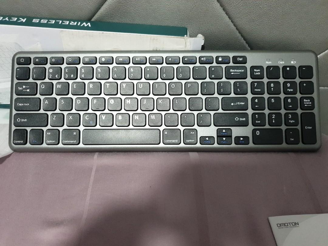 Omotion KB036 Wireless Bluetooth Ultra Slim Keyboard (Silver with Black ...