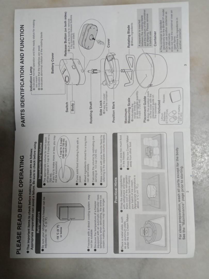 Panasonic ice cream Maker, TV & Home Appliances, Kitchen Appliances ...