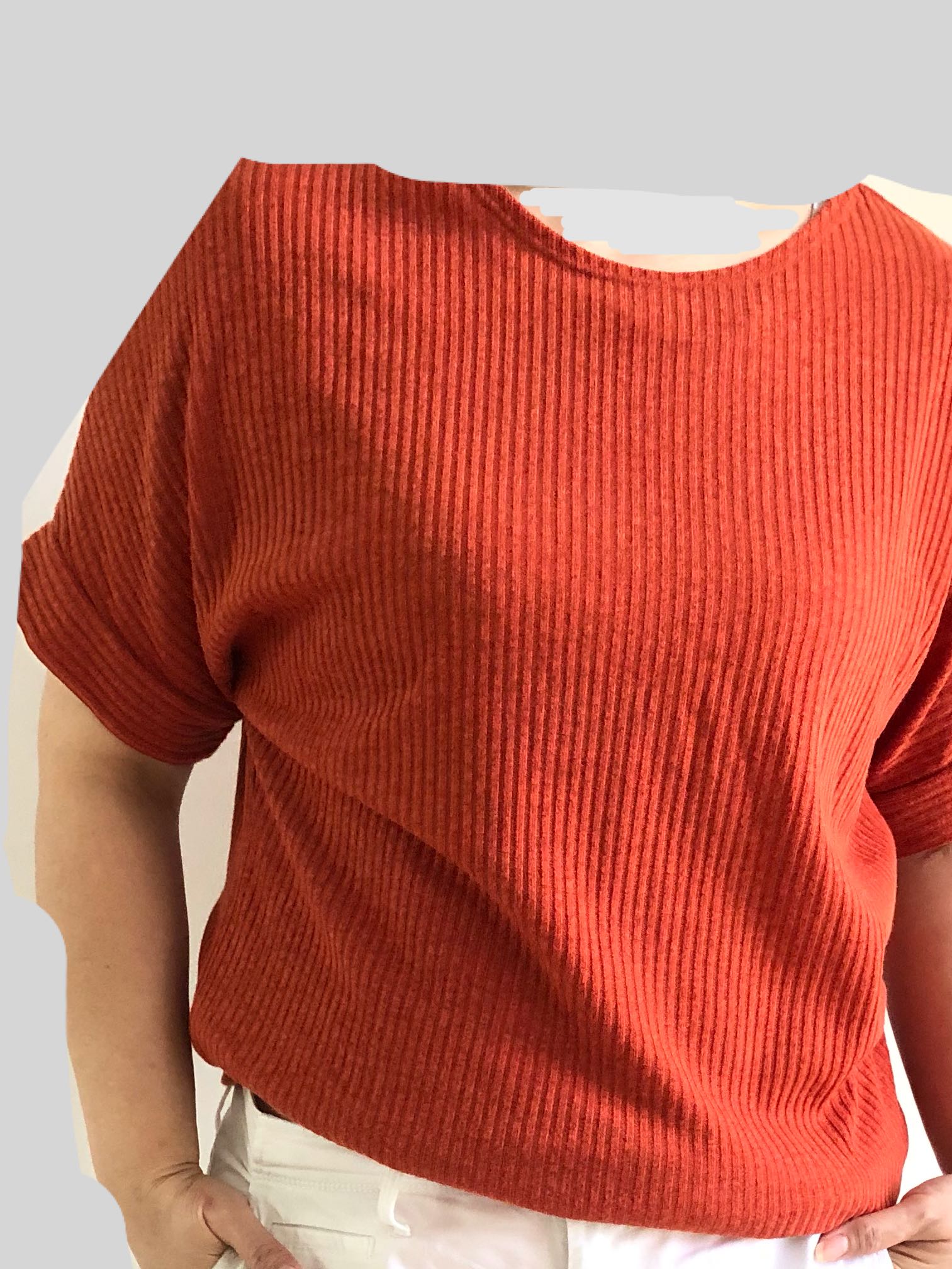 Plus size Orange ribbed top, Women's Fashion, Tops, Sleeveless on Carousell