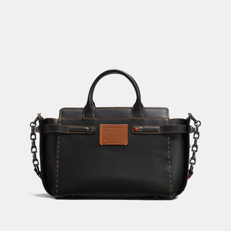 PRISTINE! Real Leather COACH Double Swagger with Patchwork Prairie ...