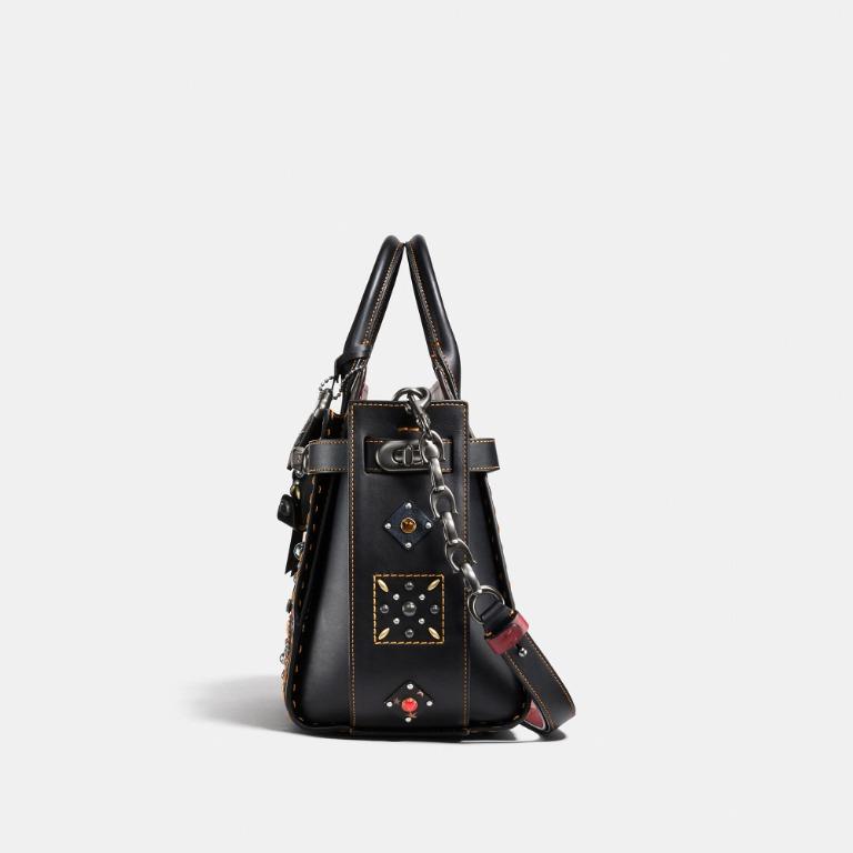 PRISTINE! Real Leather COACH Double Swagger with Patchwork Prairie ...