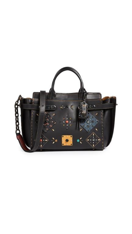 PRISTINE! Real Leather COACH Double Swagger with Patchwork Prairie ...