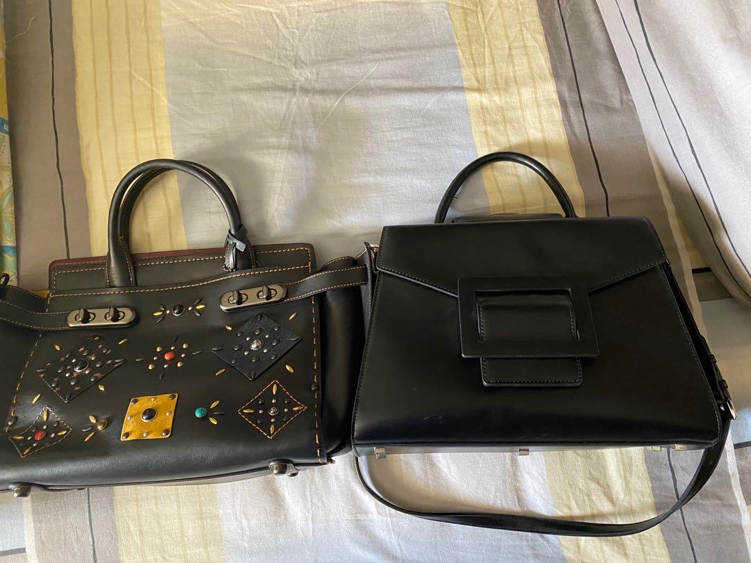 PRISTINE! Real Leather COACH Double Swagger with Patchwork Prairie ...