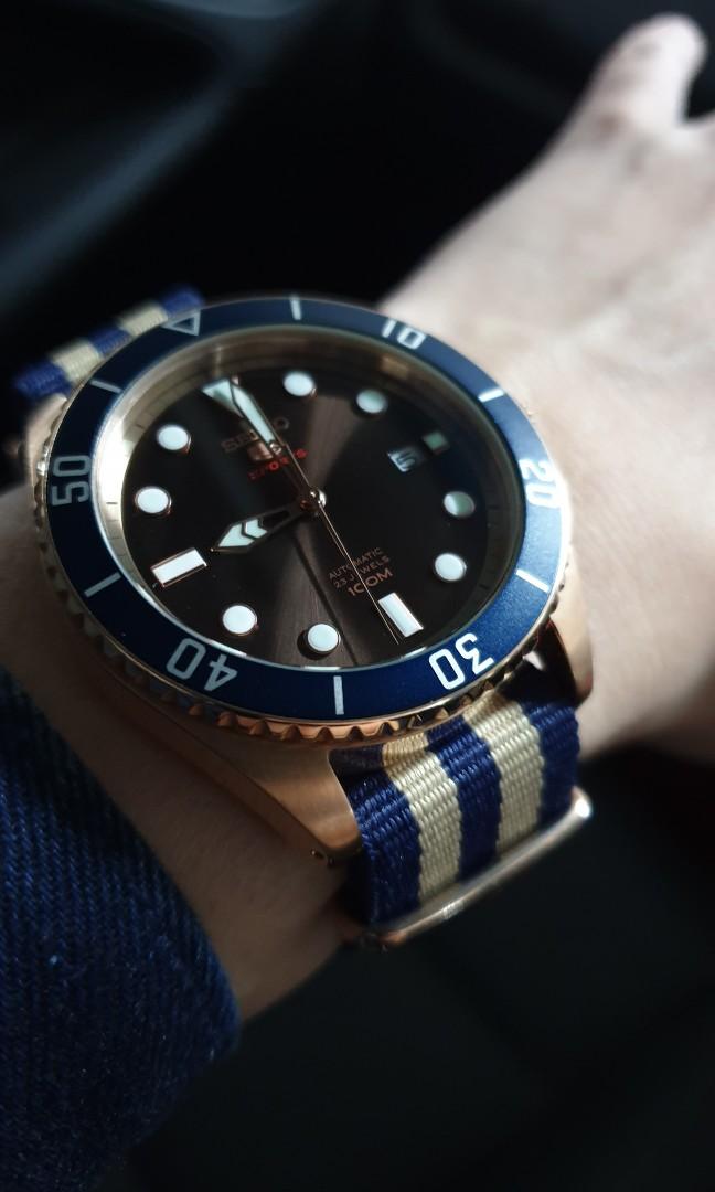 Seiko 5 Sports Rose Gold Chocolate Dial, Men's Fashion, Watches ...