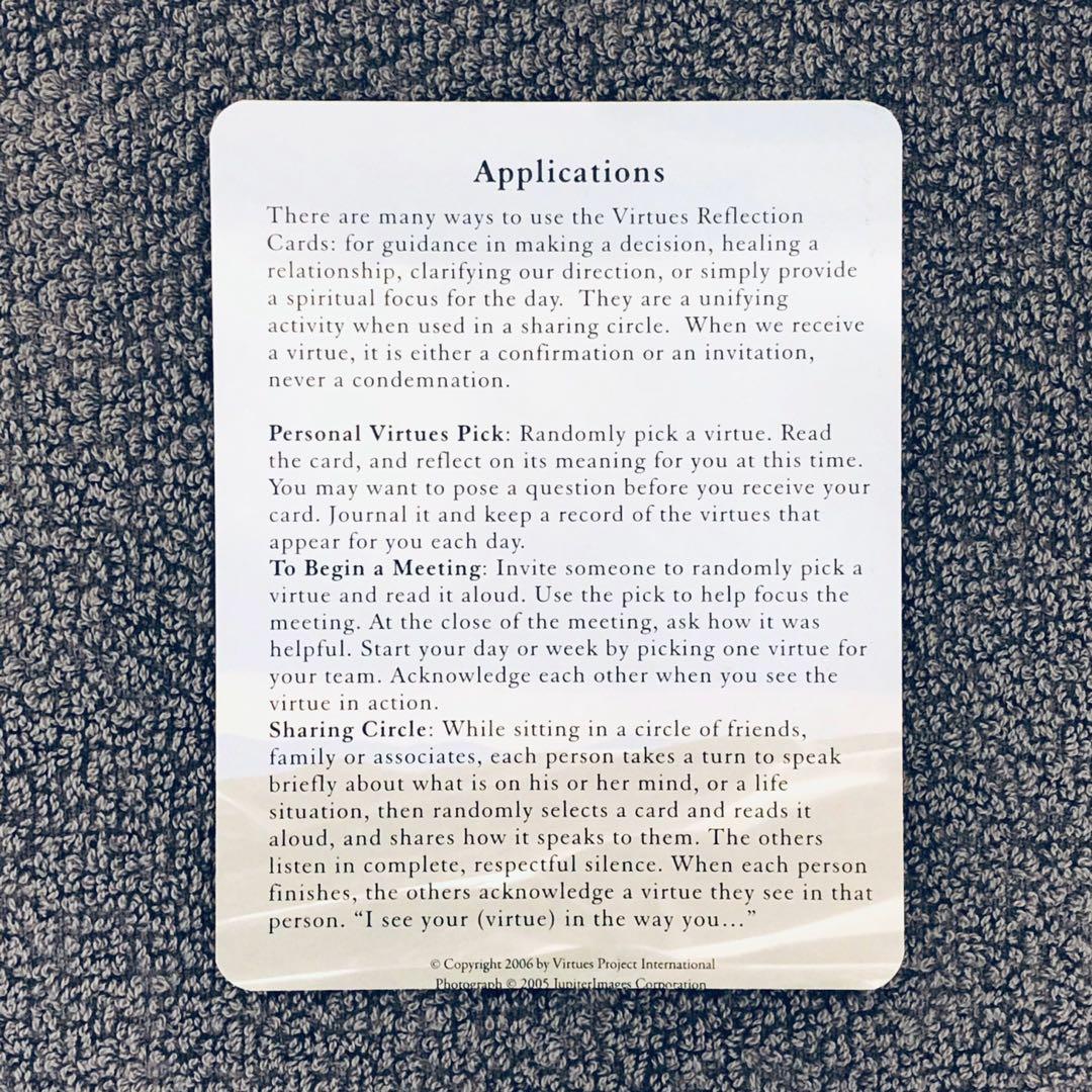 Virtues Reflection Cards (Pack of 100 Virtues) by The Virtues Project ...