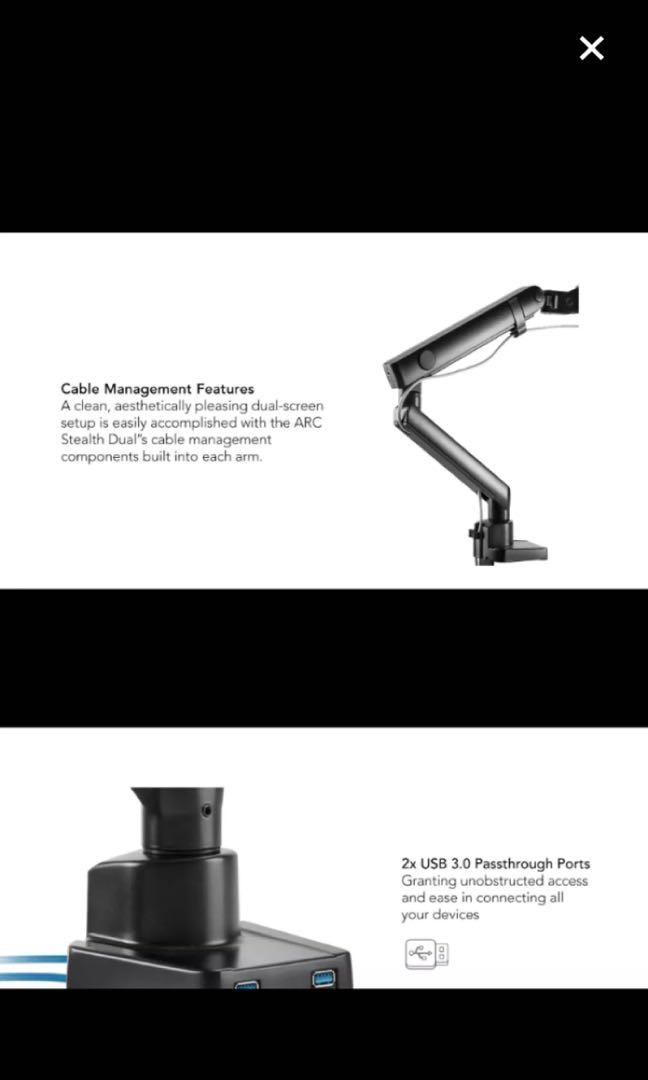 2 Arc Stealth Dual Monitor Arms with USB 3.0 ports- Prism+, Computers ...
