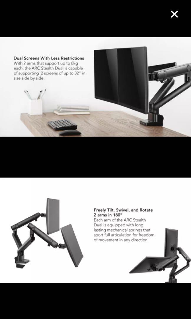 2 Arc Stealth Dual Monitor Arms with USB 3.0 ports- Prism+, Computers ...