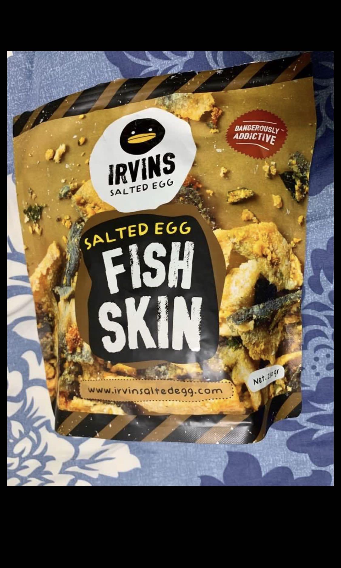 Irvins Salted Egg Fish Skin 230g, Food & Drinks, Packaged & Instant ...