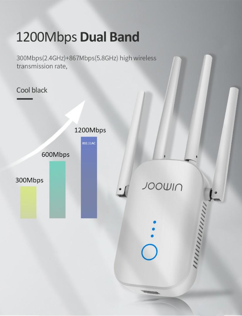 Joowin JW-WR758AC 1200Mbps High Speed Wifi Repeater 2.4G&5.8G Dual Band ...