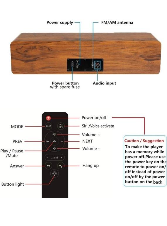 KEiiD Compact CD/MP3 Player Stereo Wooden Desktop Bluetooth Hi-Fi ...