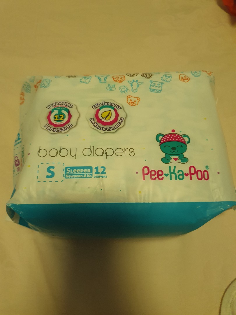 Peekapoo Diaper Size S - 12 pieces, Babies & Kids, Bathing & Changing ...