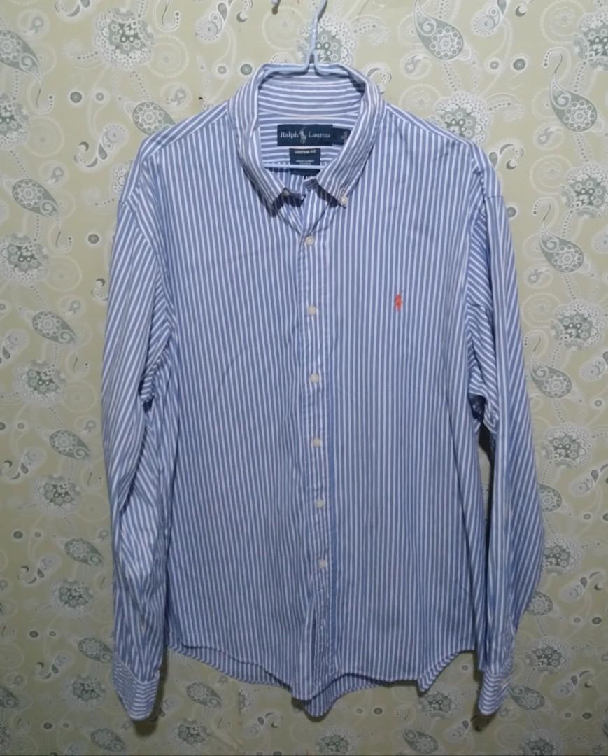 Ralph Lauren Sky Blue Striped Button-Up Longsleeve, Men's Fashion, Tops ...