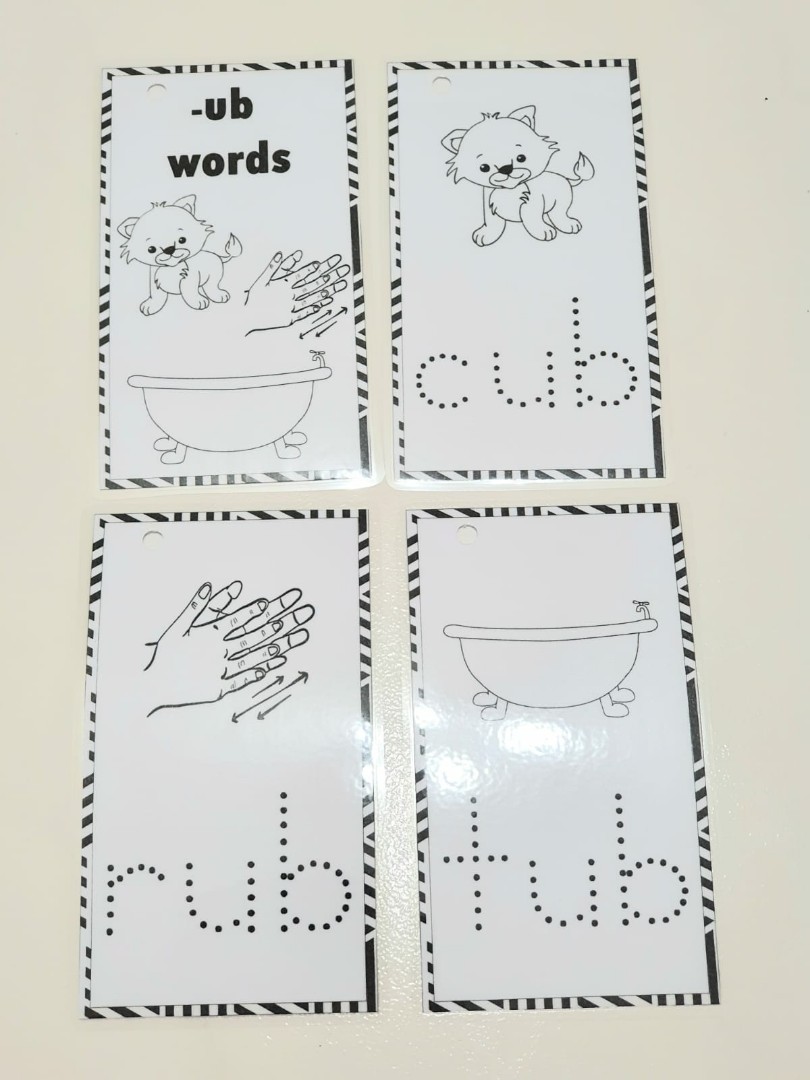 -ub 3-Letter Word Cards Reading Writing Spelling Learning Penmanship ...
