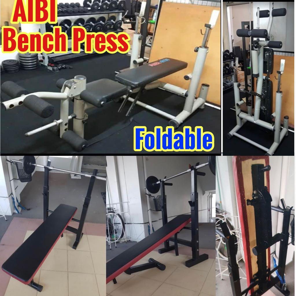 Workout Benches Aibi Foldable Bench Press Rubberised Weight / Chrome ...