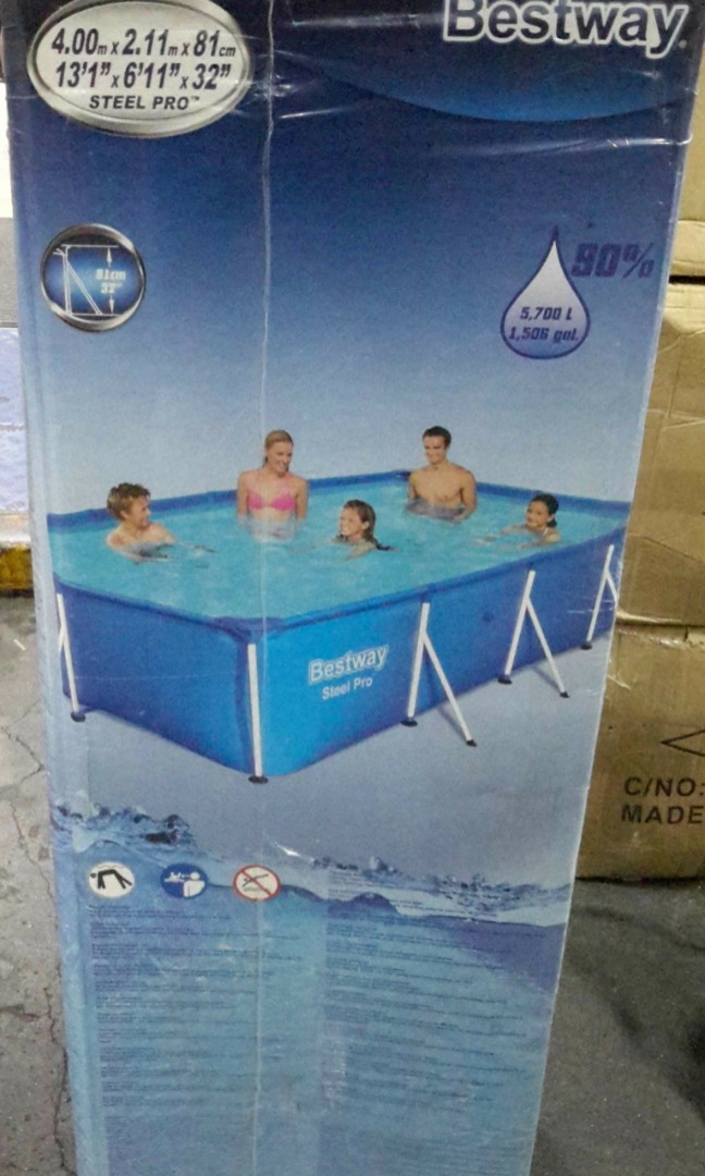 BestWay Portable STEEL PRO Portable Pool 4.00m x 2.11m x 81cm, Sports ...