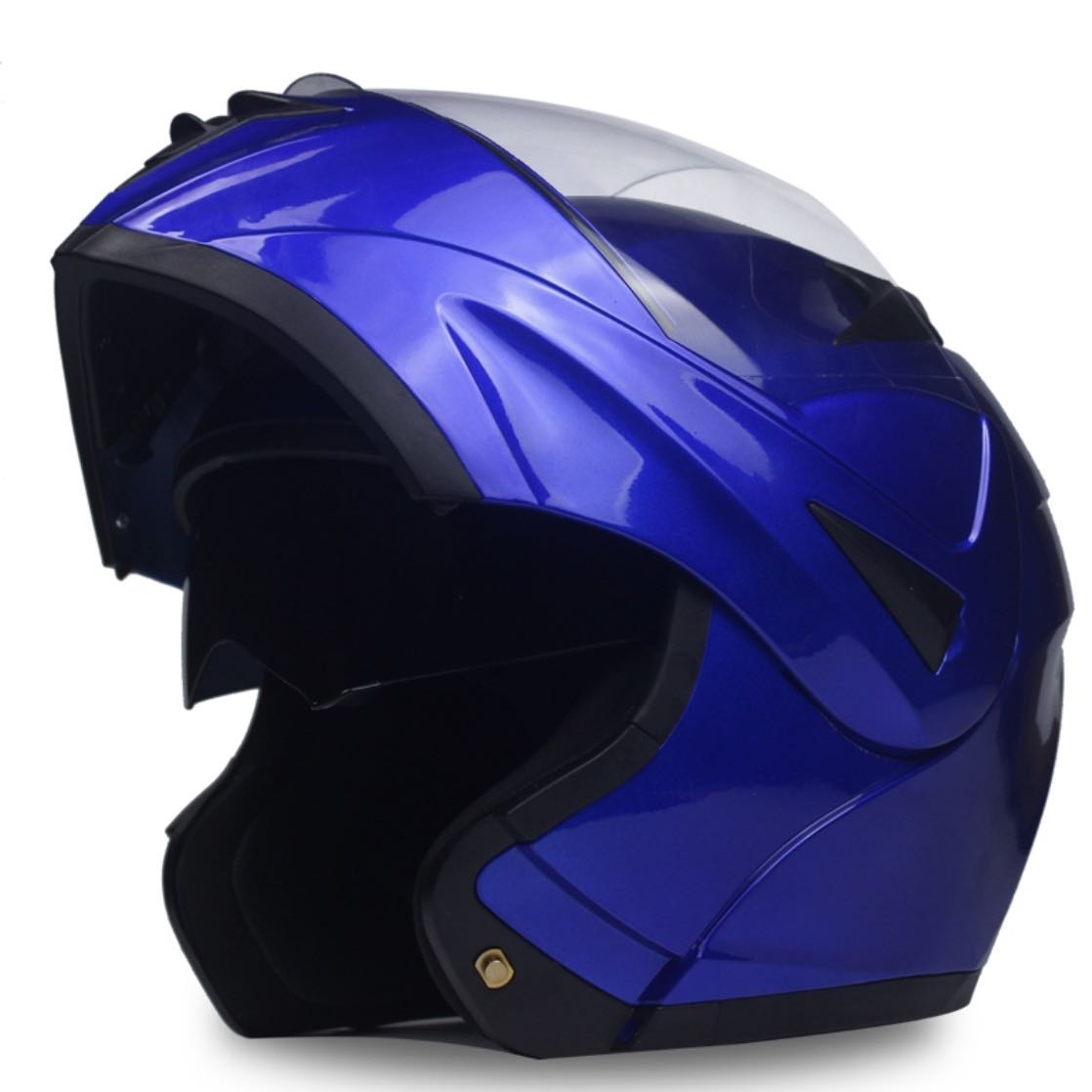 Blue Full Face Flip Up Motorcycle Motorbike Bike Modular Helmet with ...