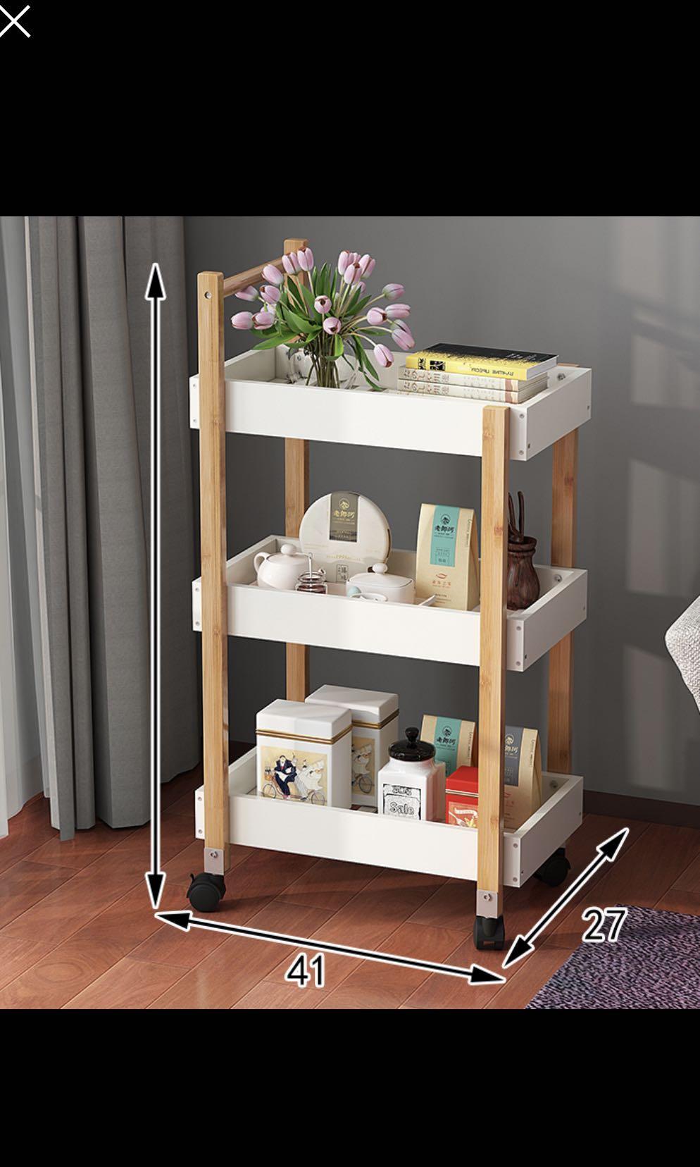 BN Wooden Trolley Rack, Furniture & Home Living, Furniture, Shelves ...