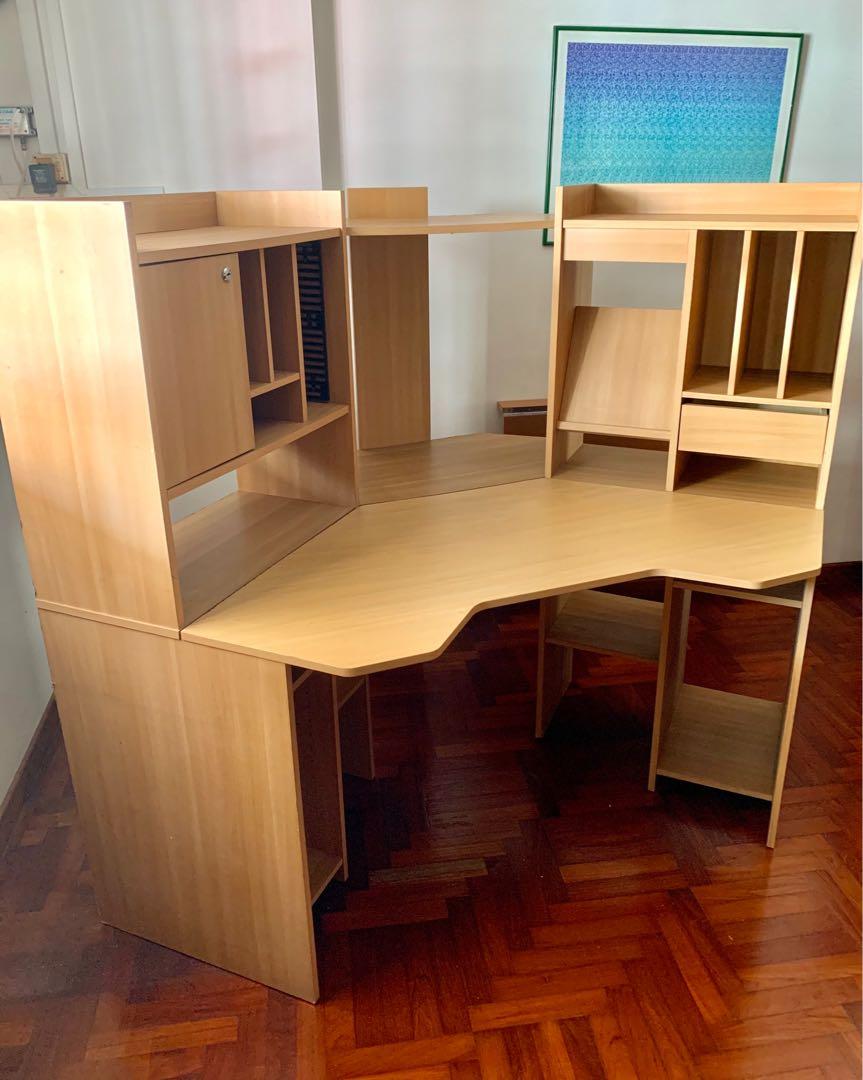 Corner Study Table (w Broken Back Support), Furniture & Home Living ...