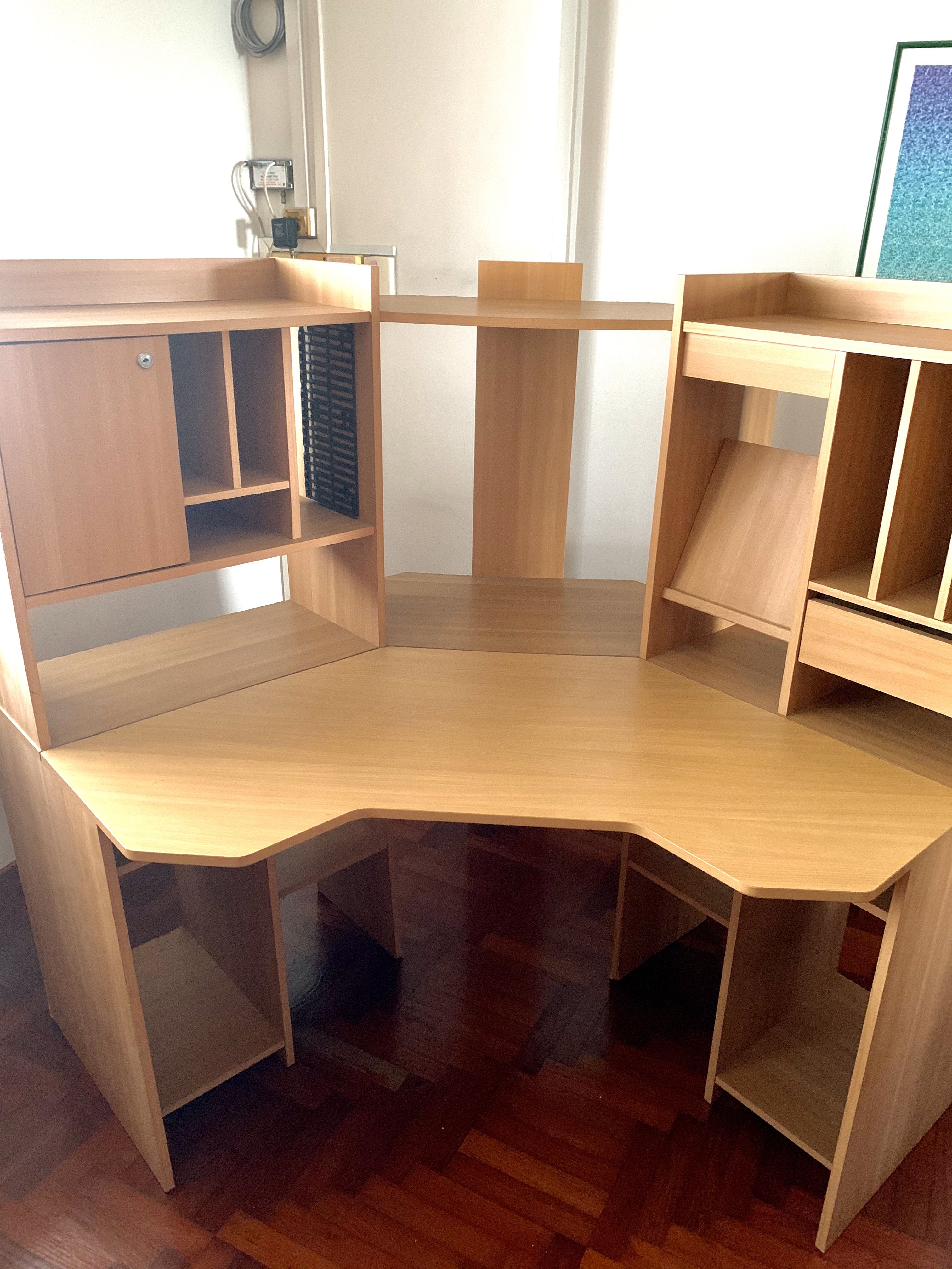 Corner Study Table (w Broken Back Support), Furniture & Home Living ...