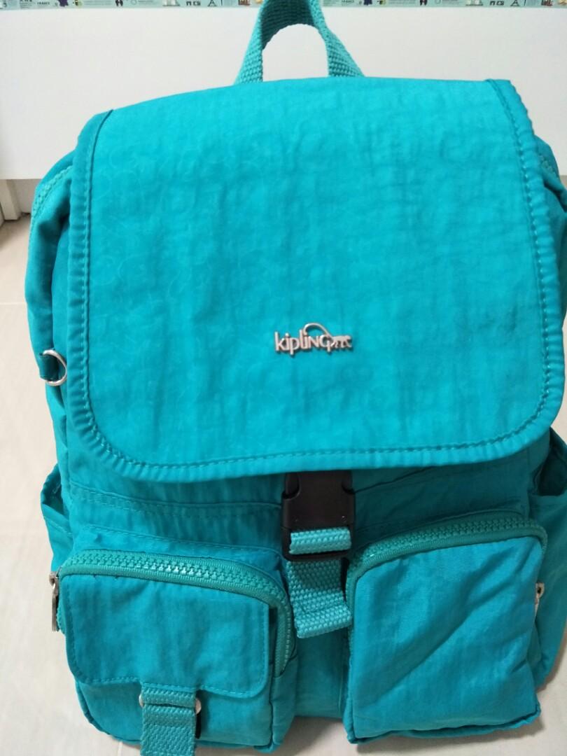 Green/ Turquoise Kipling Backpack, Women's Fashion, Bags & Wallets ...