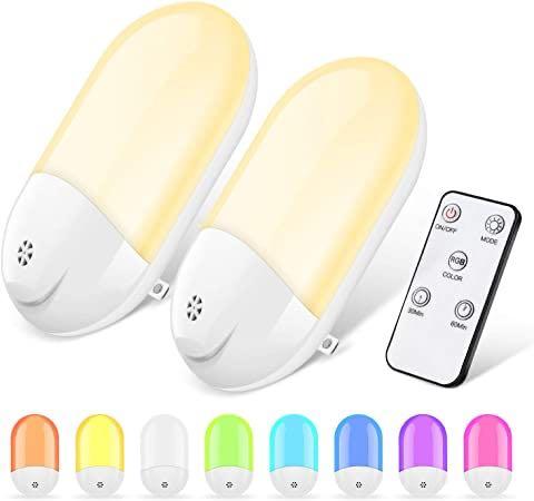 LED Night Light Plug in - Remote RGB Color Changing Plug-into Wall ...