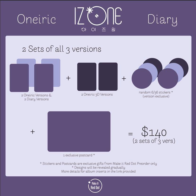 [PO] IZ*ONE IZONE Oneiric Diary Album Preorder Jang Wonyoung Miyawaki Sakura Jo Yuri Choi Yena ...