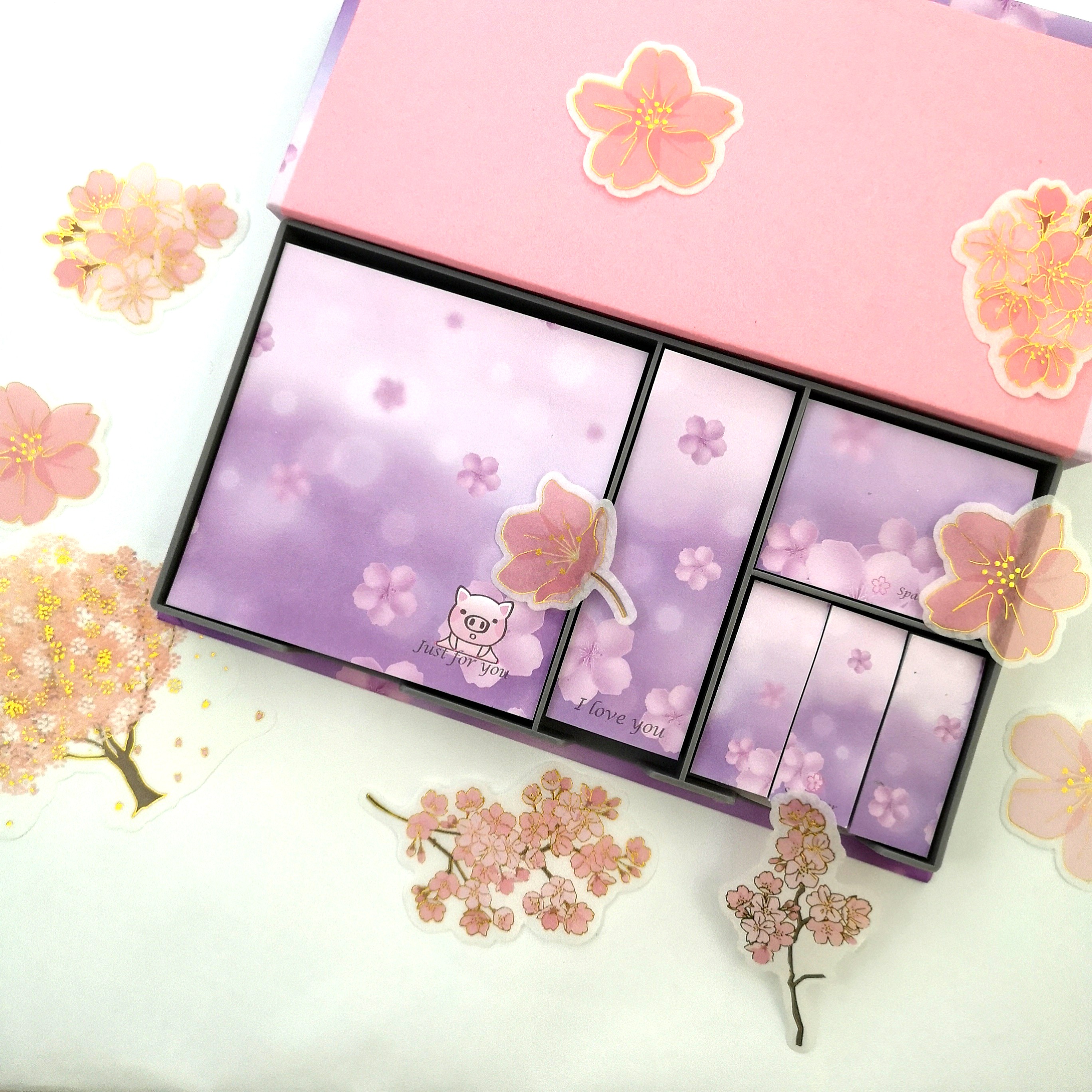 post it note set sakura and pig, Books & Stationery, Stationery on ...