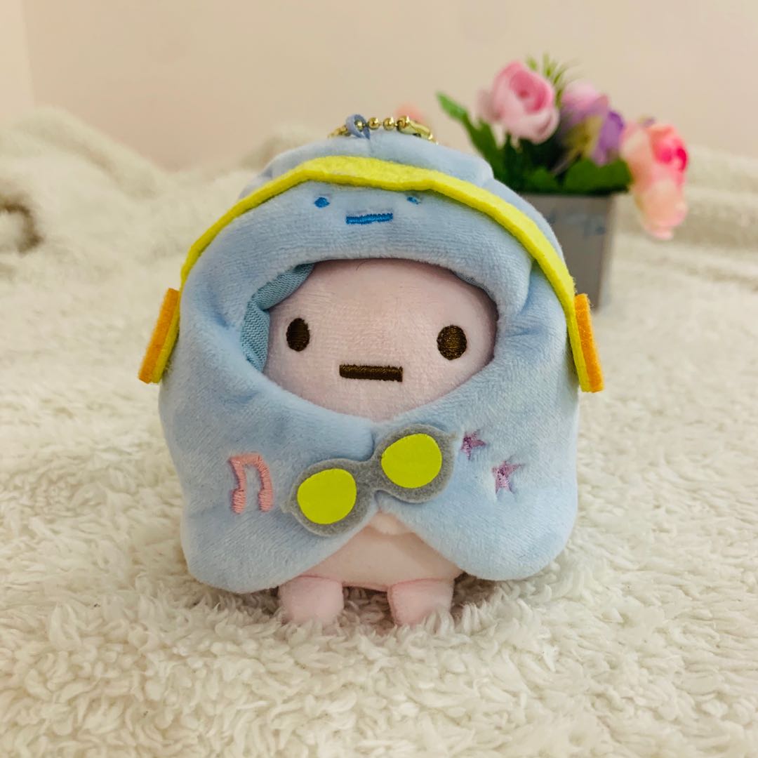 Sumikko Gurashi Pink Tapioca in Blue Hoodie Keychain San-X Japan ...